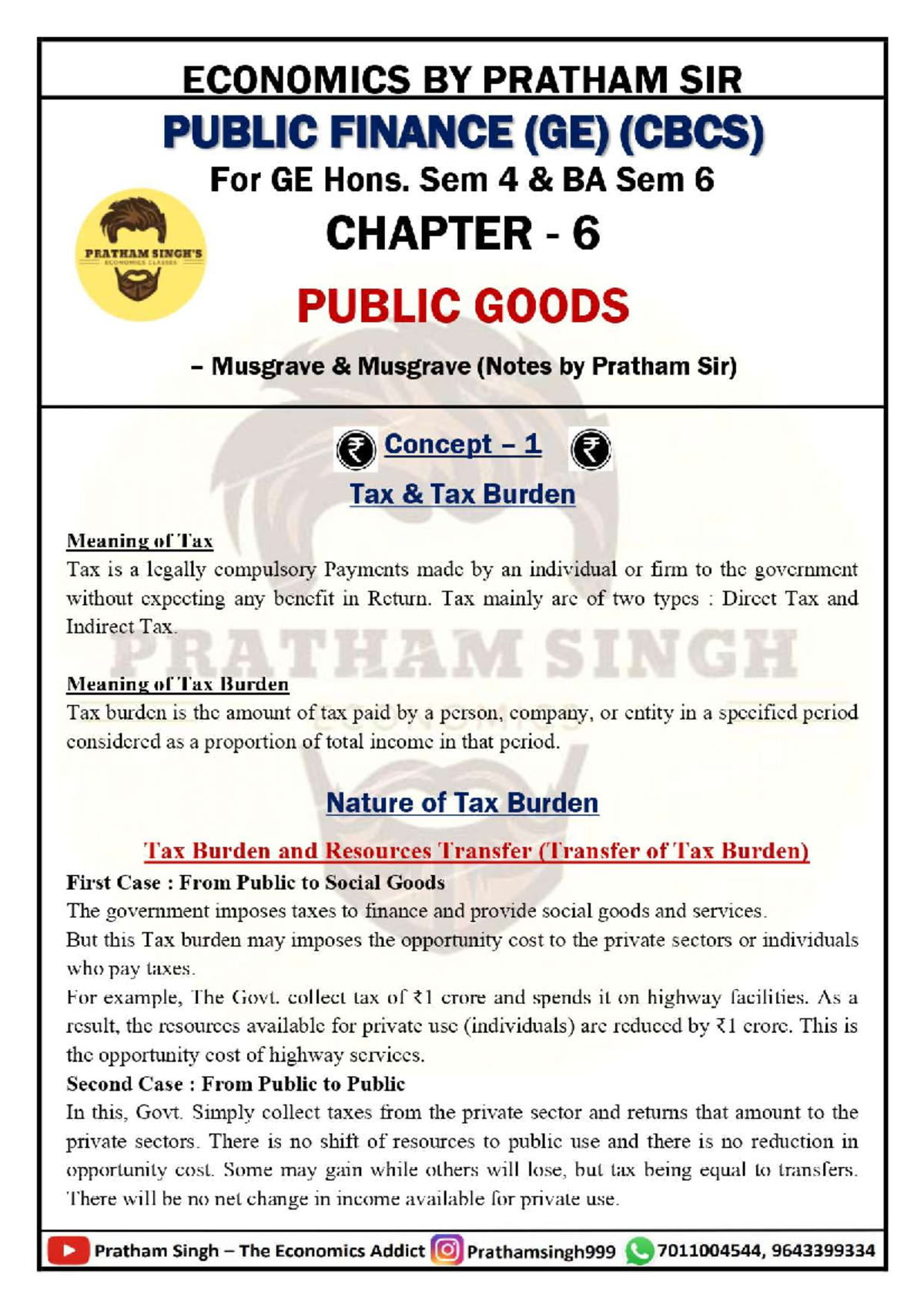 Chapter 6 Tax & Expenditure an Overview by Pratham Sir page 0001 ...
