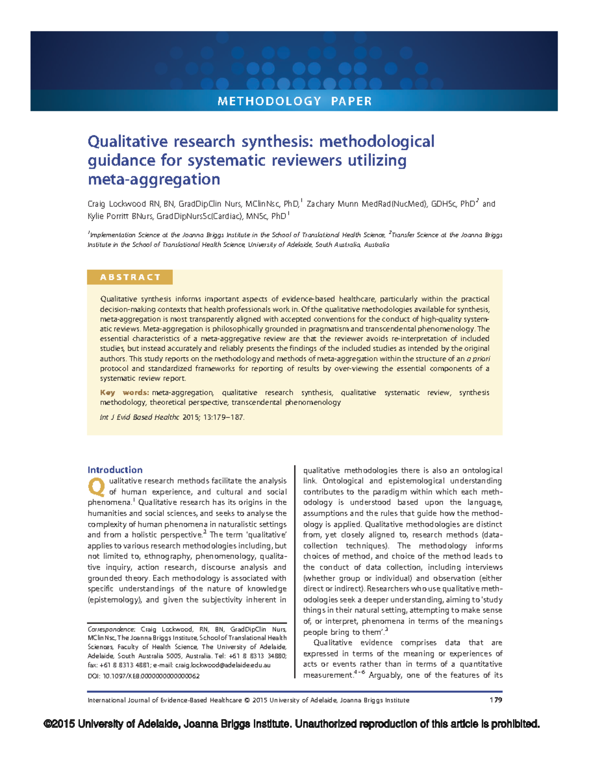 Qualitative research synthesis methodological - Qualitative research ...