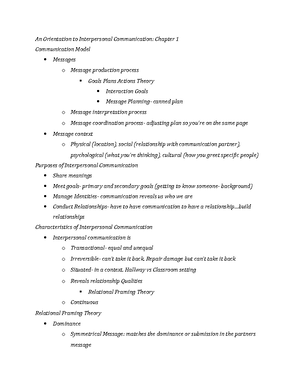 Chapter 6 notes - Chapter 6: Communication in the Life Cycle of ...