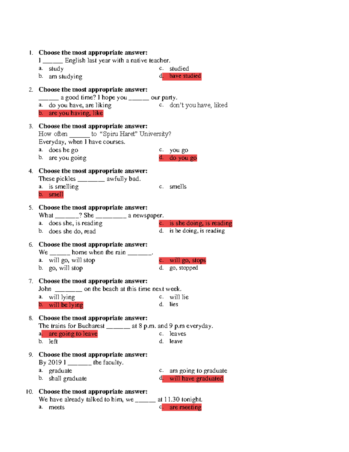 Grile engleza sesiune - 1. Choose the most appropriate answer: I ...