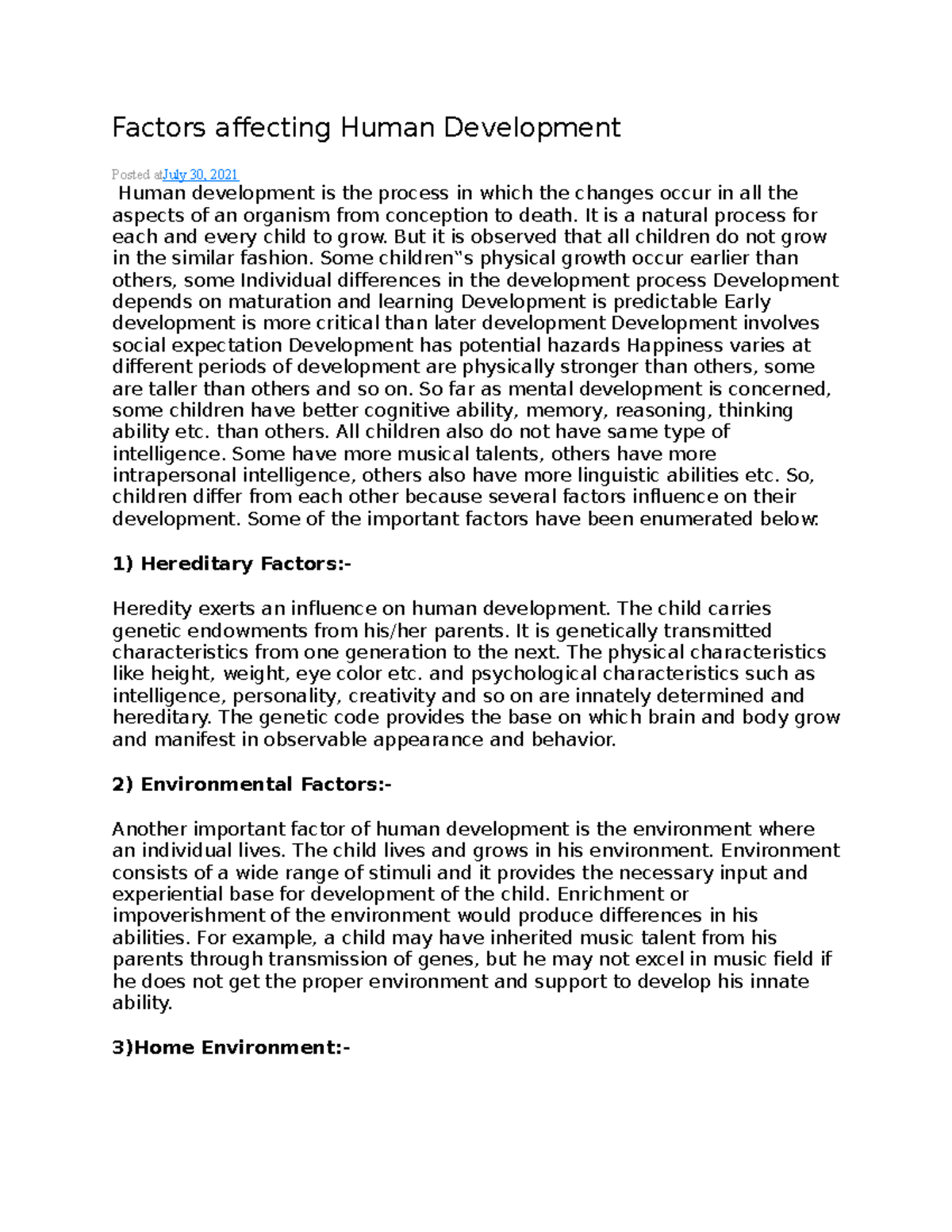 Factors affecting Human Development gichuki - Factors affecting Human Development Posted atJuly ...