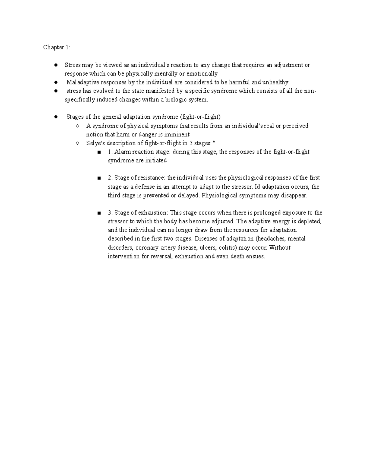 Mental Health Book Notes - Chapter 1: Stress may be viewed as an ...
