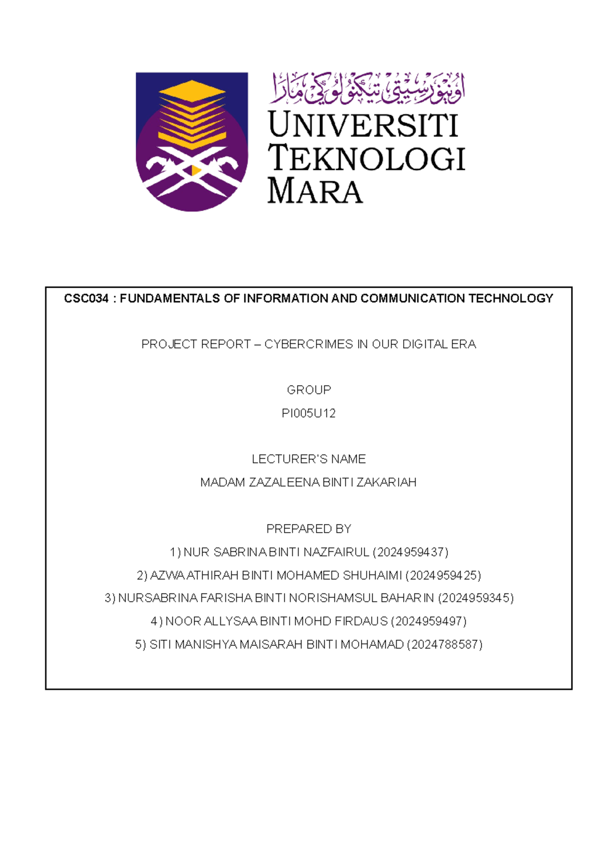 Output File 1 (1) - csc assignment, - CSC034 : FUNDAMENTALS OF ...