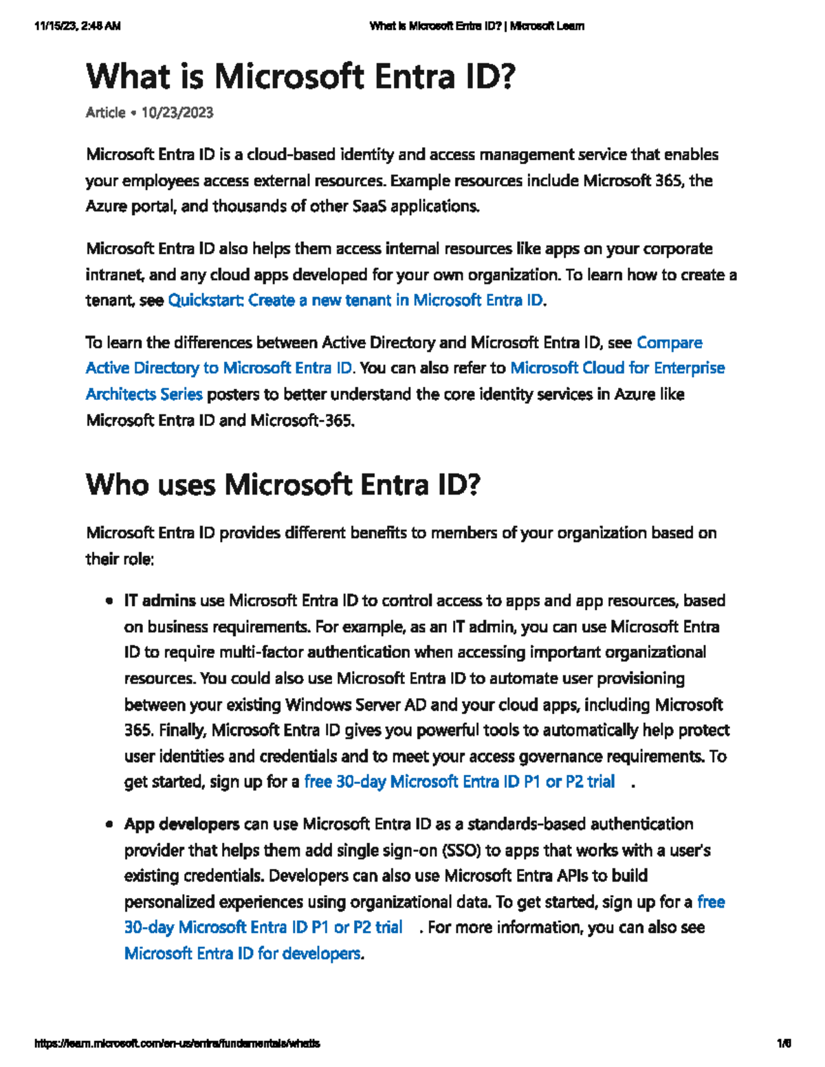 What is Microsoft Entra ID - SEC290 - Studocu