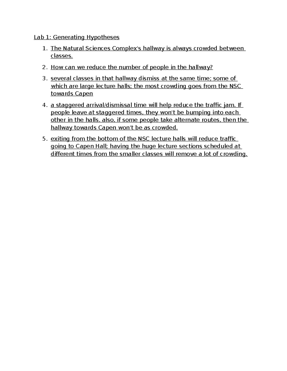 Lab 1 - lab 1 final question - Lab 1: Generating Hypotheses 1. The ...