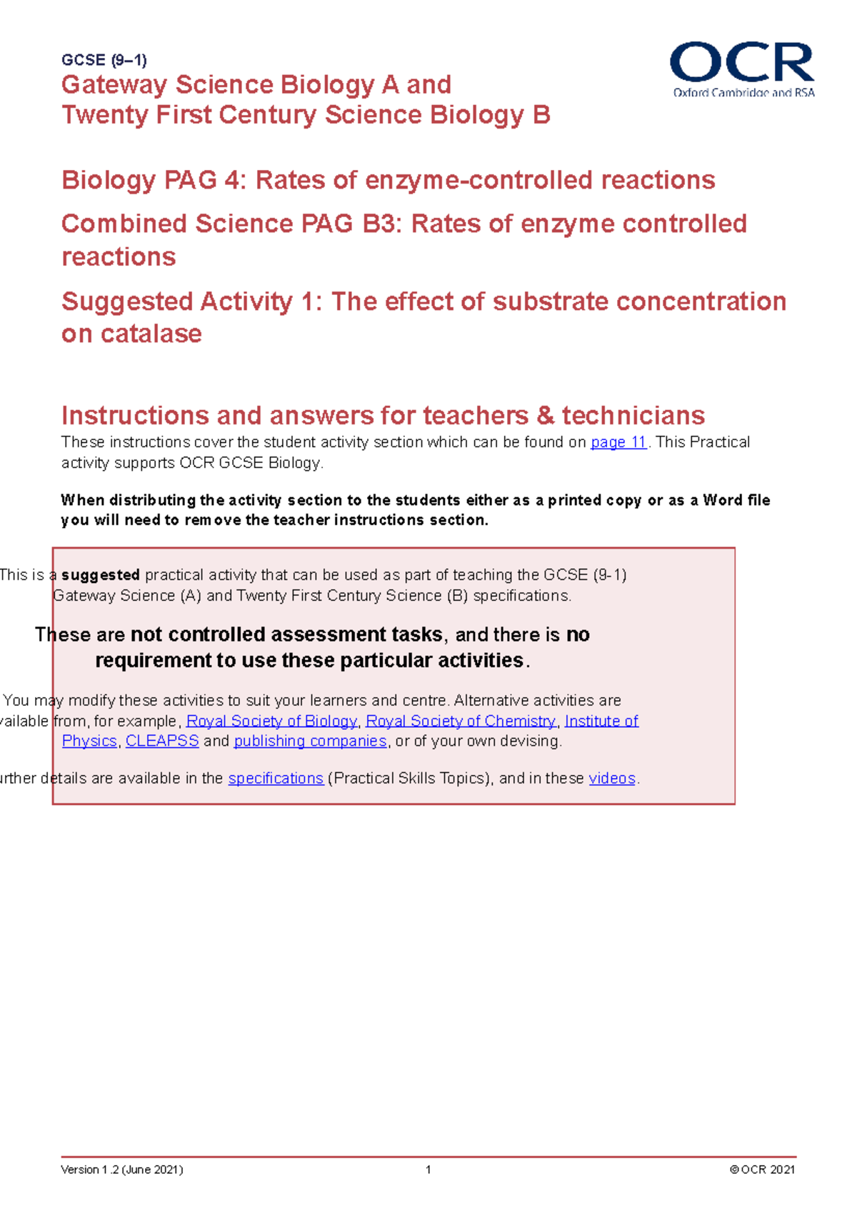 312977 pag activity biology rates of enzyme controlled reactions ...
