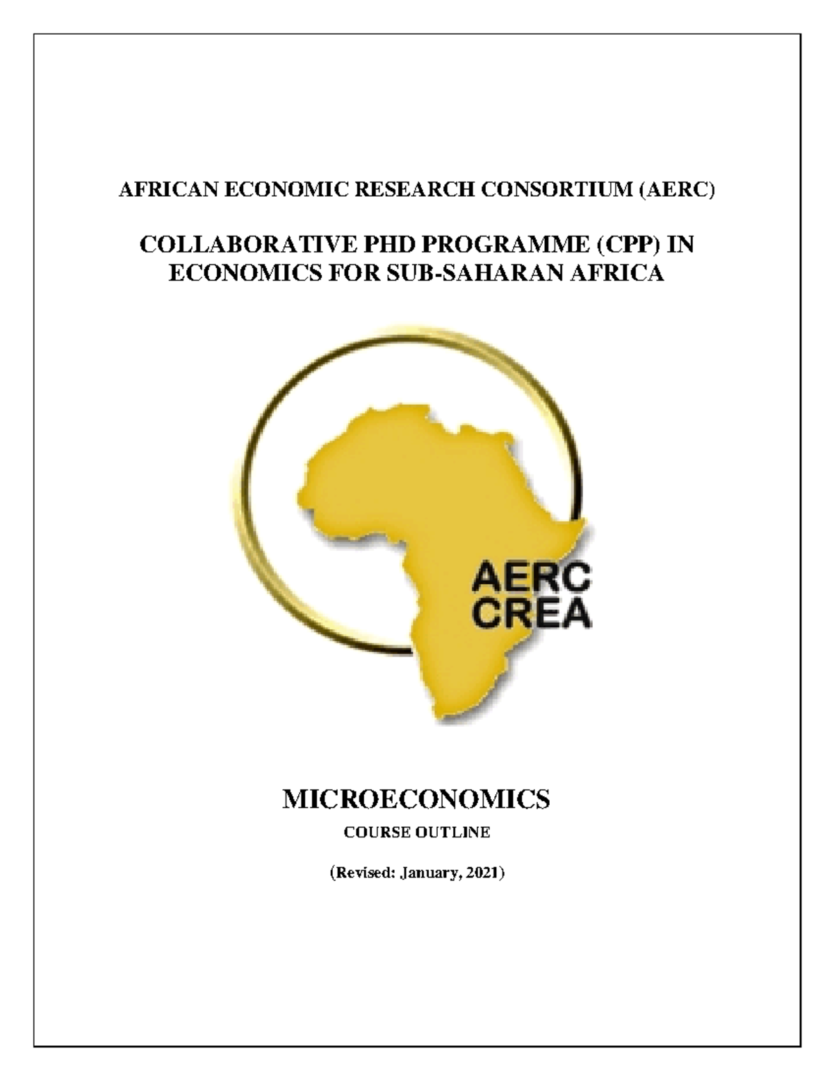 CPP Microeconomics Course Outline (Revised January 2021) - AFRICAN ...