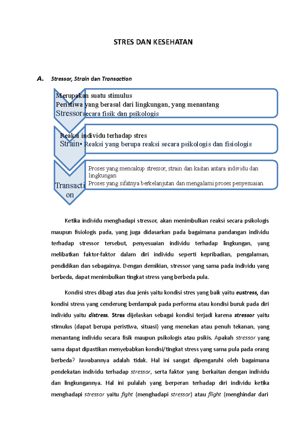 Materi 5 Stress dan Kesehatan - Merupakan suatu stimulus Peristiwa yang ...