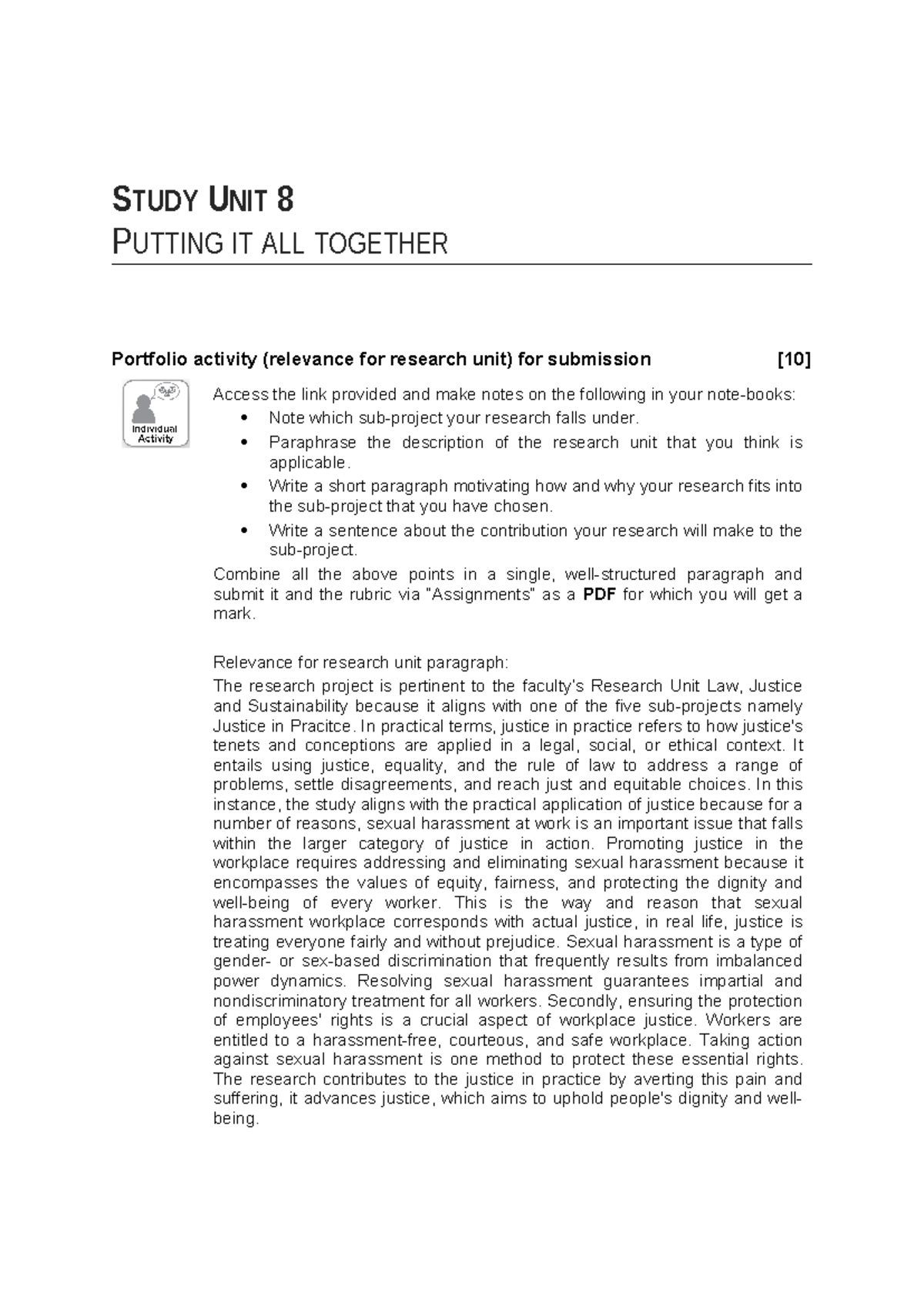 Study Unit 8 - notes - STUDY UNIT 8 PUTTING IT ALL TOGETHER Portfolio ...