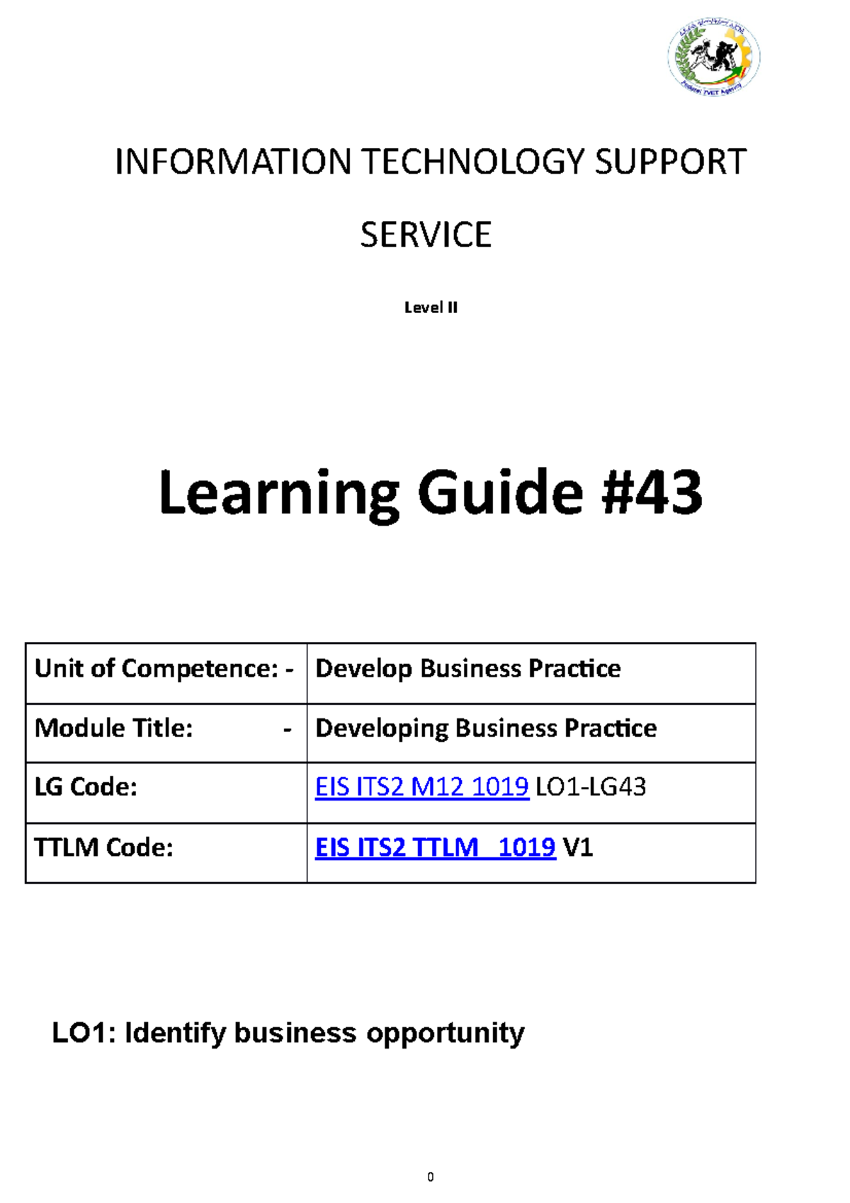 LO1 Identify business opportunity last - INFORMATION TECHNOLOGY SUPPORT ...