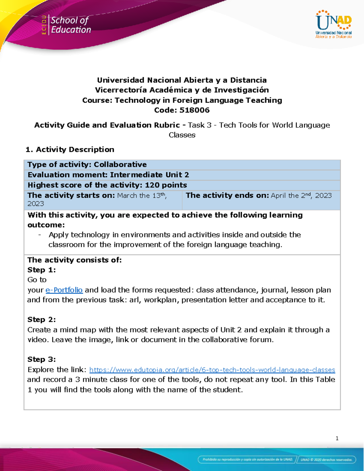 Activity Guide and Evaluation Rubric - Unit 2 - Task 3 - Tech Tools for ...