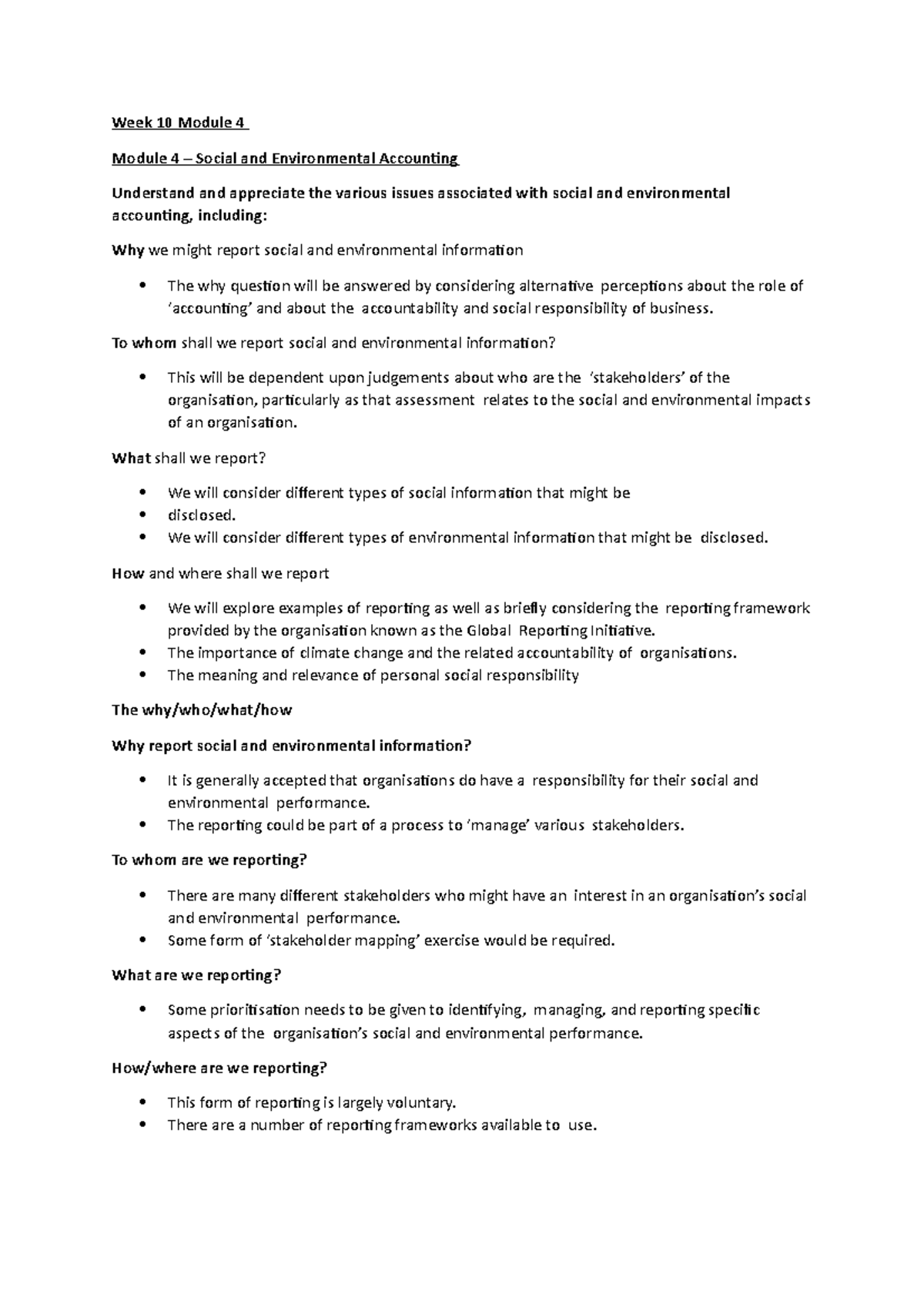 Week 10 Module 4 - Lecture notes 10 - Week 10 Module 4 Module 4 ...