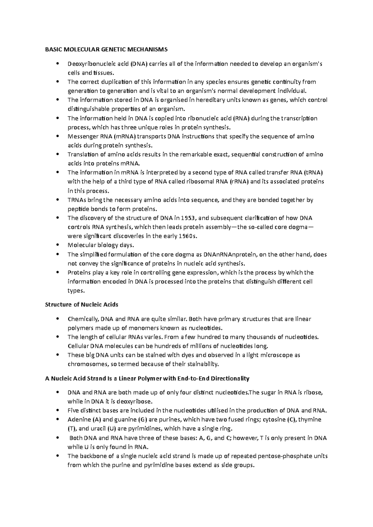 Basic Molecular Genetic Mechanisms - BASIC MOLECULAR GENETIC MECHANISMS ...