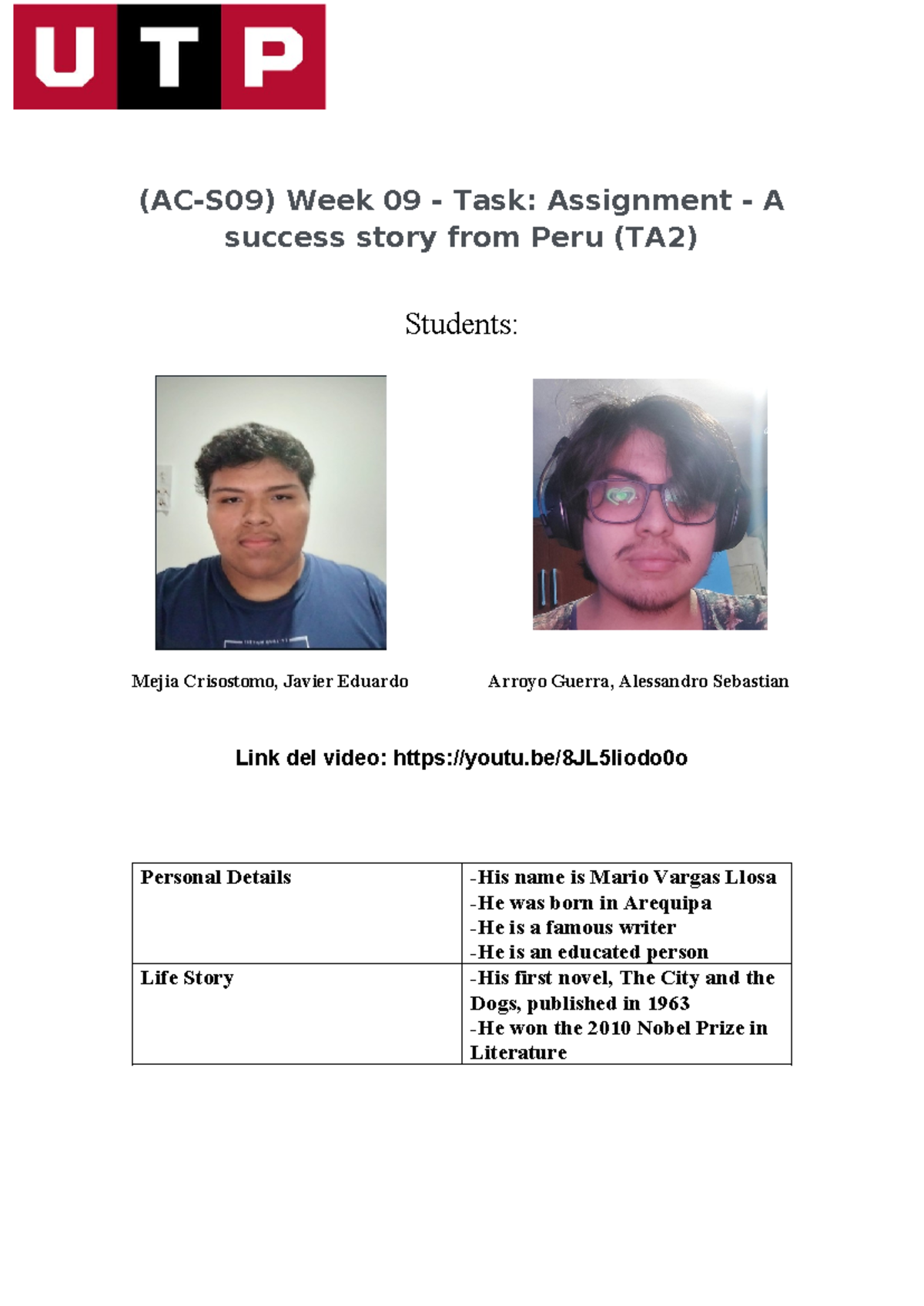 (AC-S09) Week 09 - Task Assignment - A success story from Peru (TA2) - (AC-S09) Week 09 - Task ...