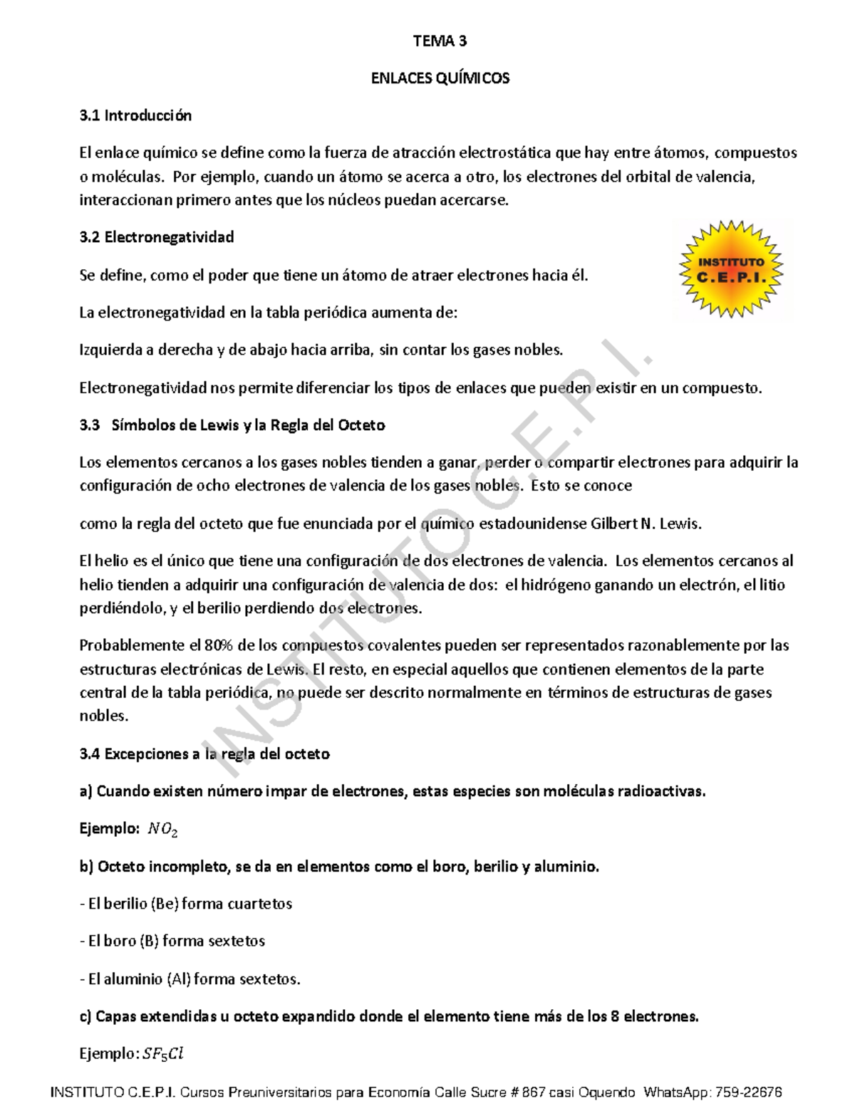 TEMA 3 Enlaces Químicos 2 - Warning: TT: undefined function: 32 Warning: TT: undefined function ...