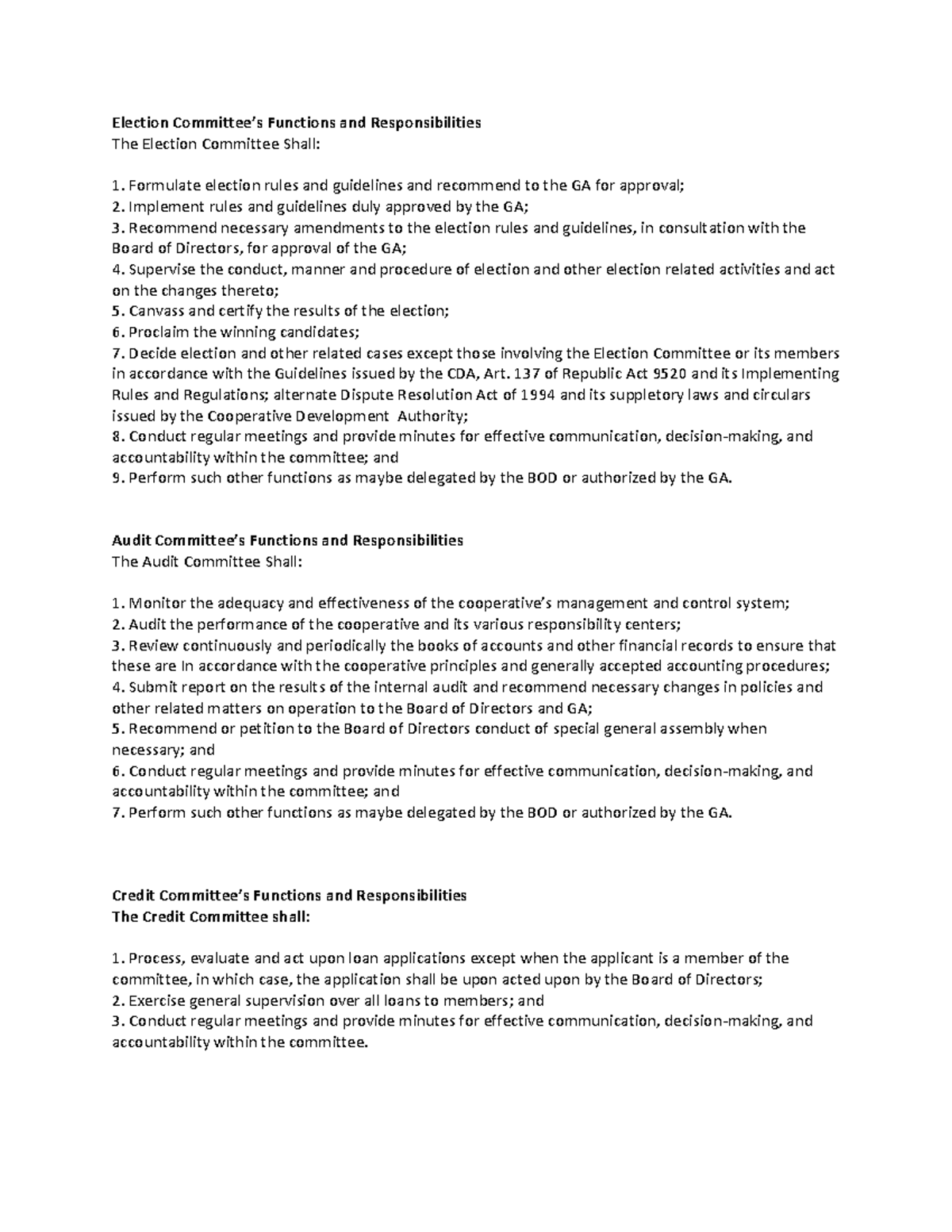 Committee functions - Election Committee’s Functions and ...