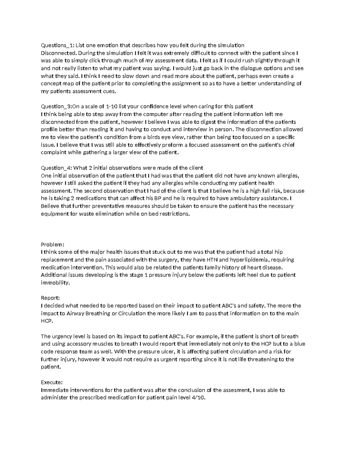 Ihuman reflection questions - Questions_1: List one emotion that ...