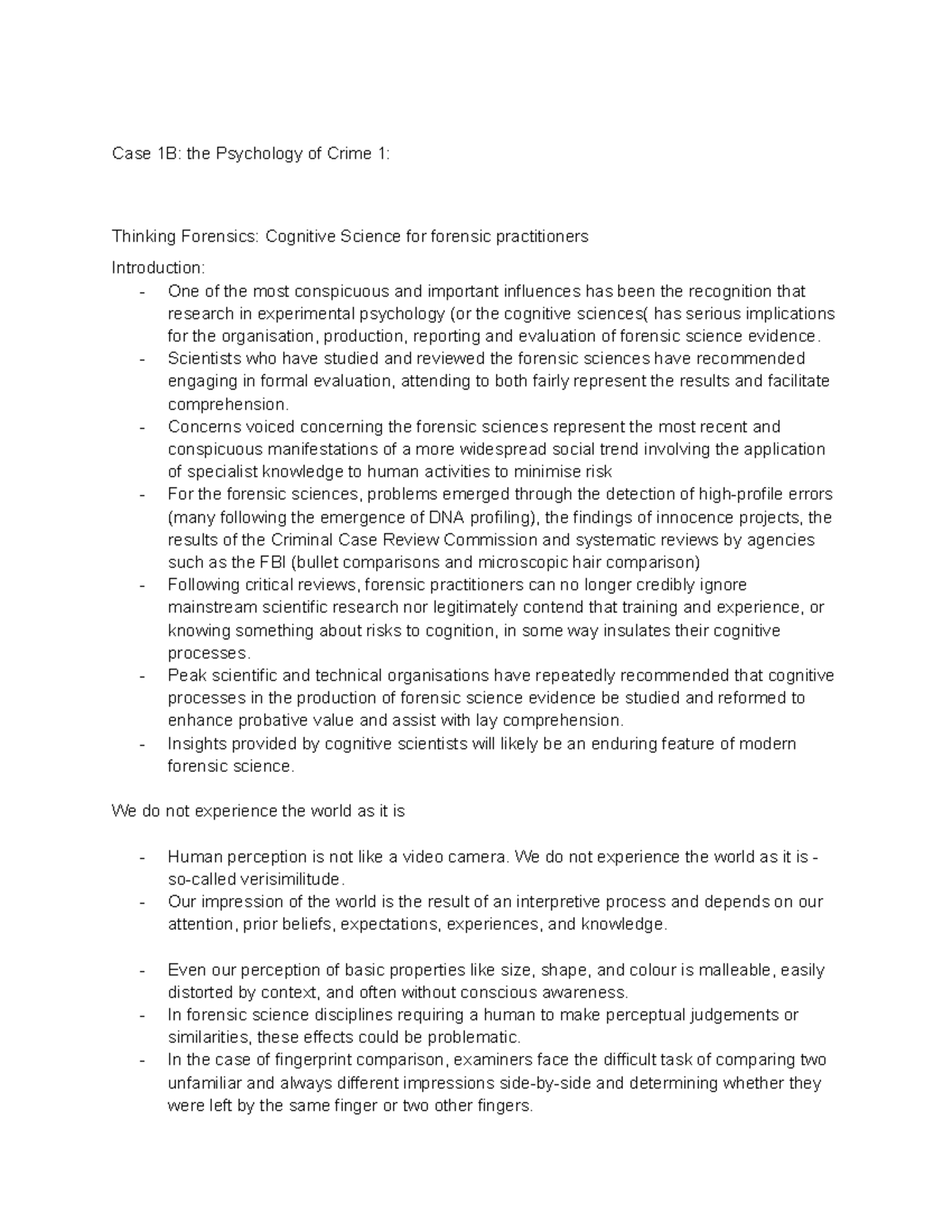 Case 1B: The Psychology of Crime I - Case 1B: the Psychology of Crime 1 ...