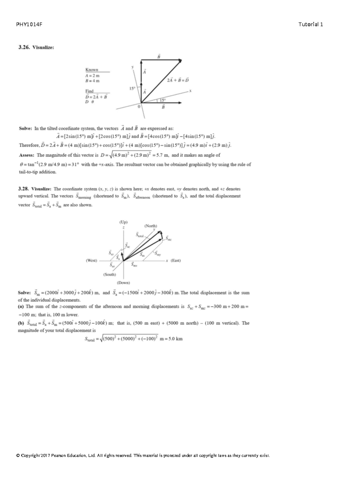 PHY1014F Tut01 Vectors Memo - PHY1012F - PHY1014F Tutorial 1 ...