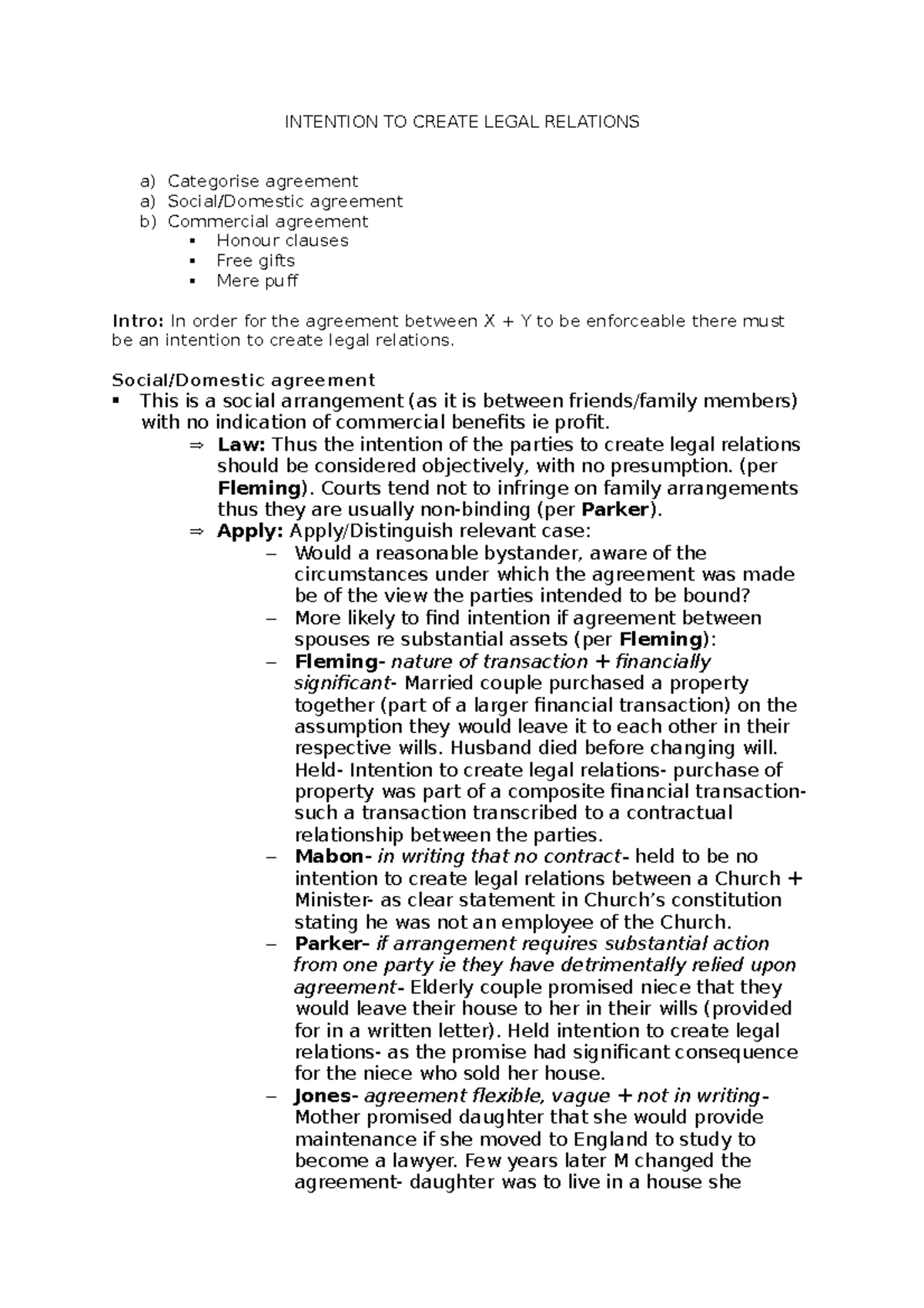 (3) Intention TO Create Legal Relations - INTENTION TO CREATE LEGAL ...