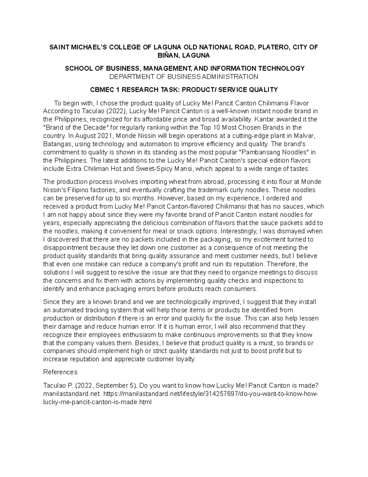 Cbmec 1-T2- SMCL- Bsba Marketing Management - Studocu