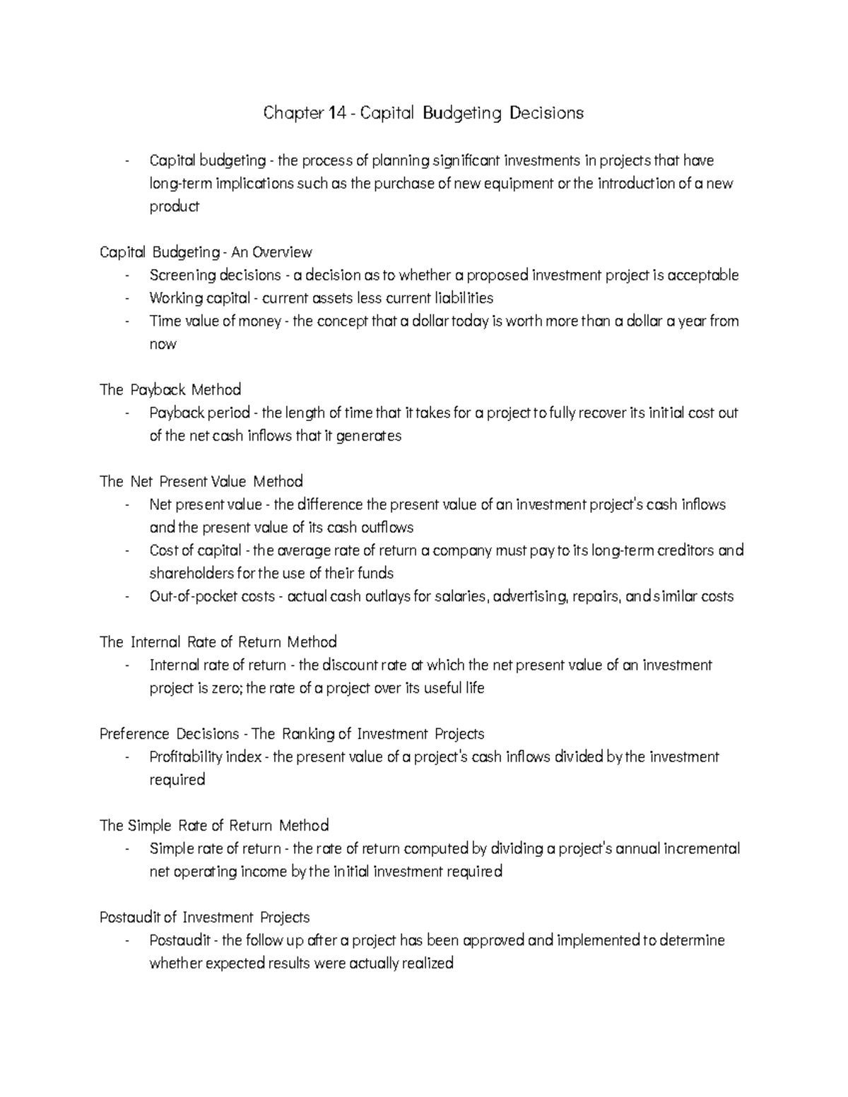 Chapter 14 - Capital Budgeting Decisions - Chapter 14 - Capital ...