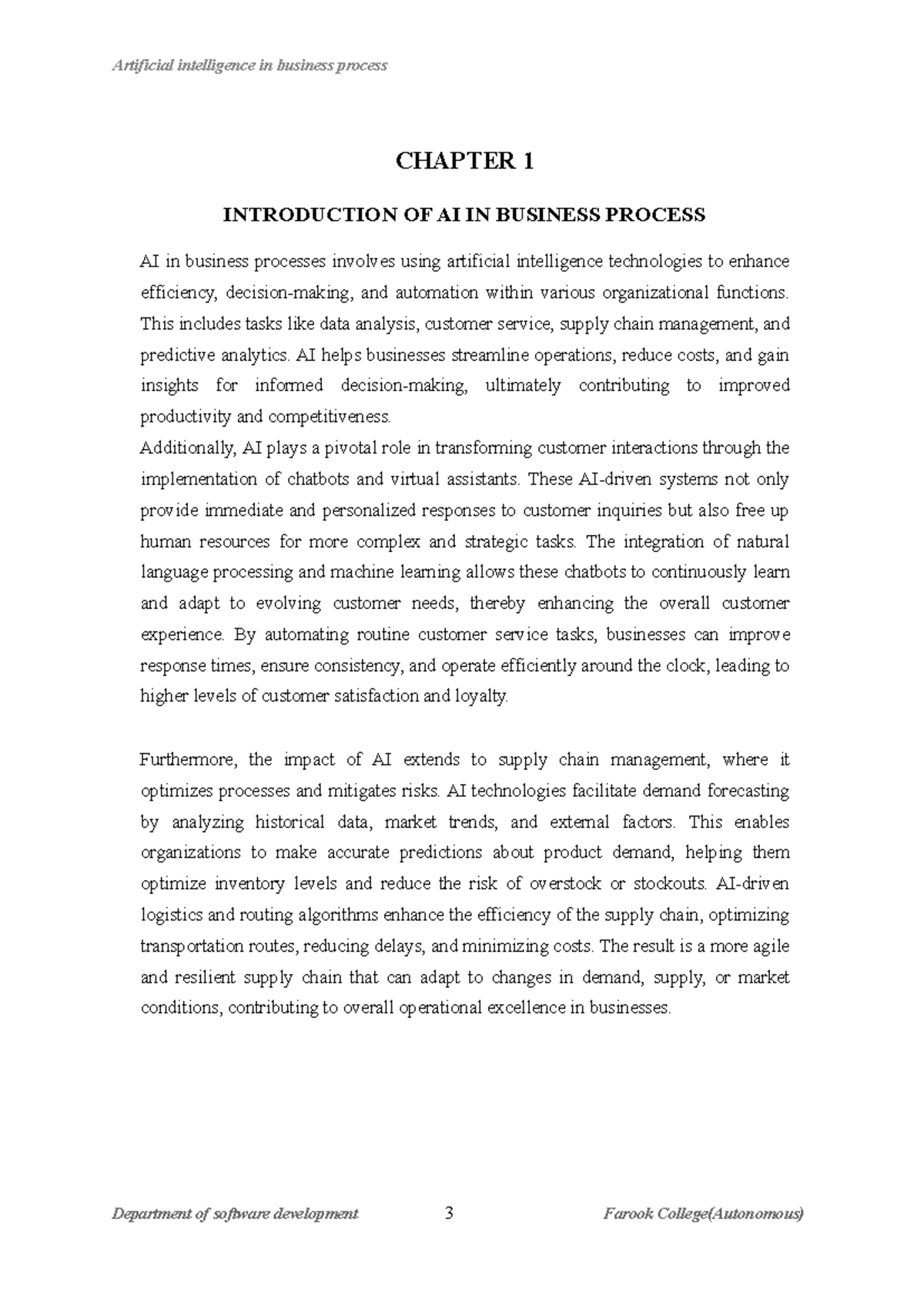 Jumana - CHAPTER 1 INTRODUCTION OF AI IN BUSINESS PROCESS AI in ...