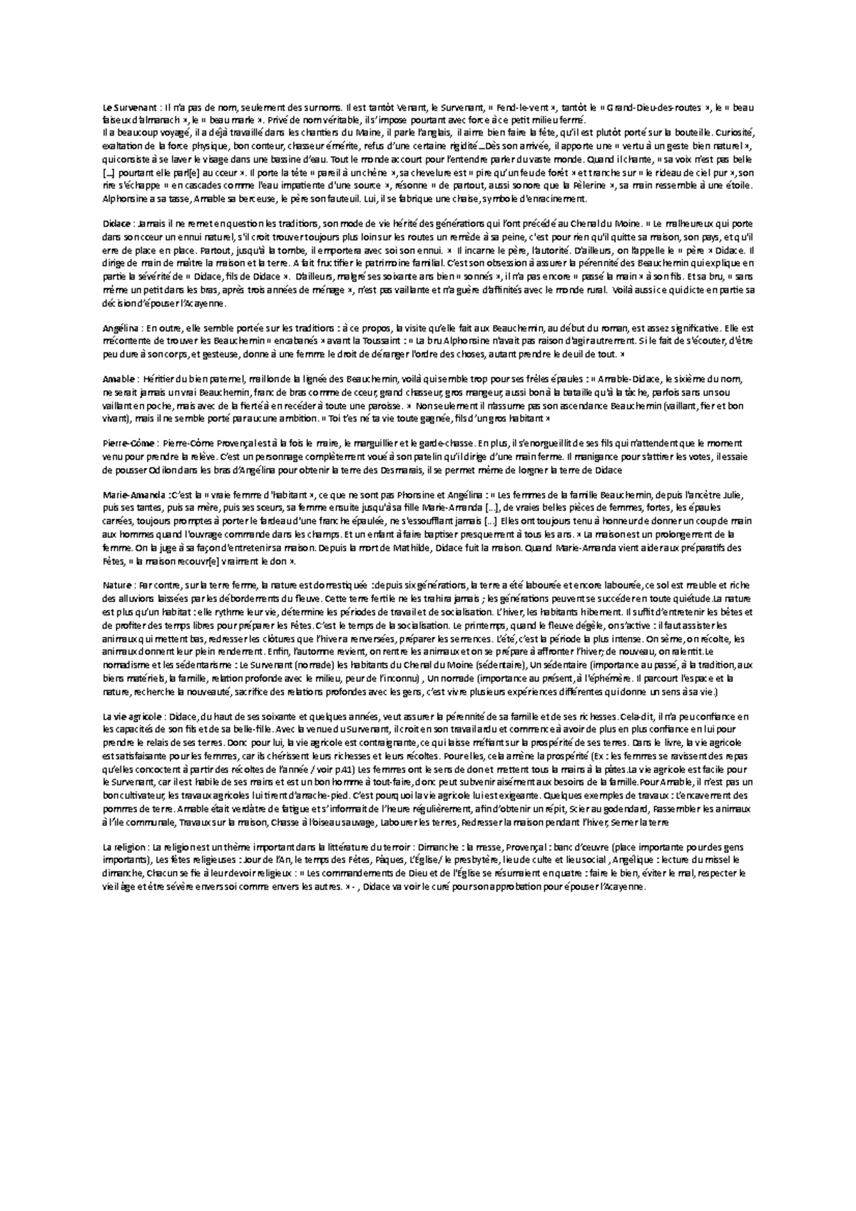 Le Survenant - Il est tantôt Venant, le Survenant, « Fend-le-vent », tantôt le « - Studocu