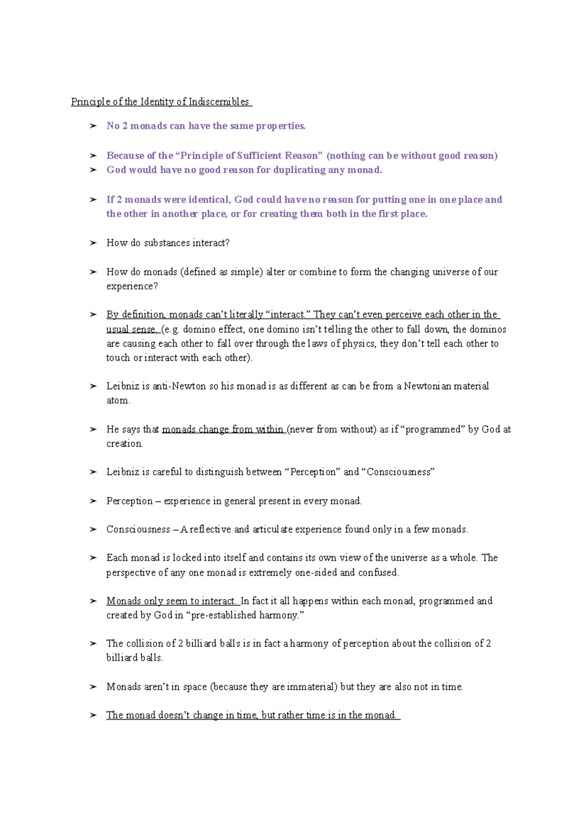 Lecture Notes - Principle of the Identity of Indiscernibles - Principle ...