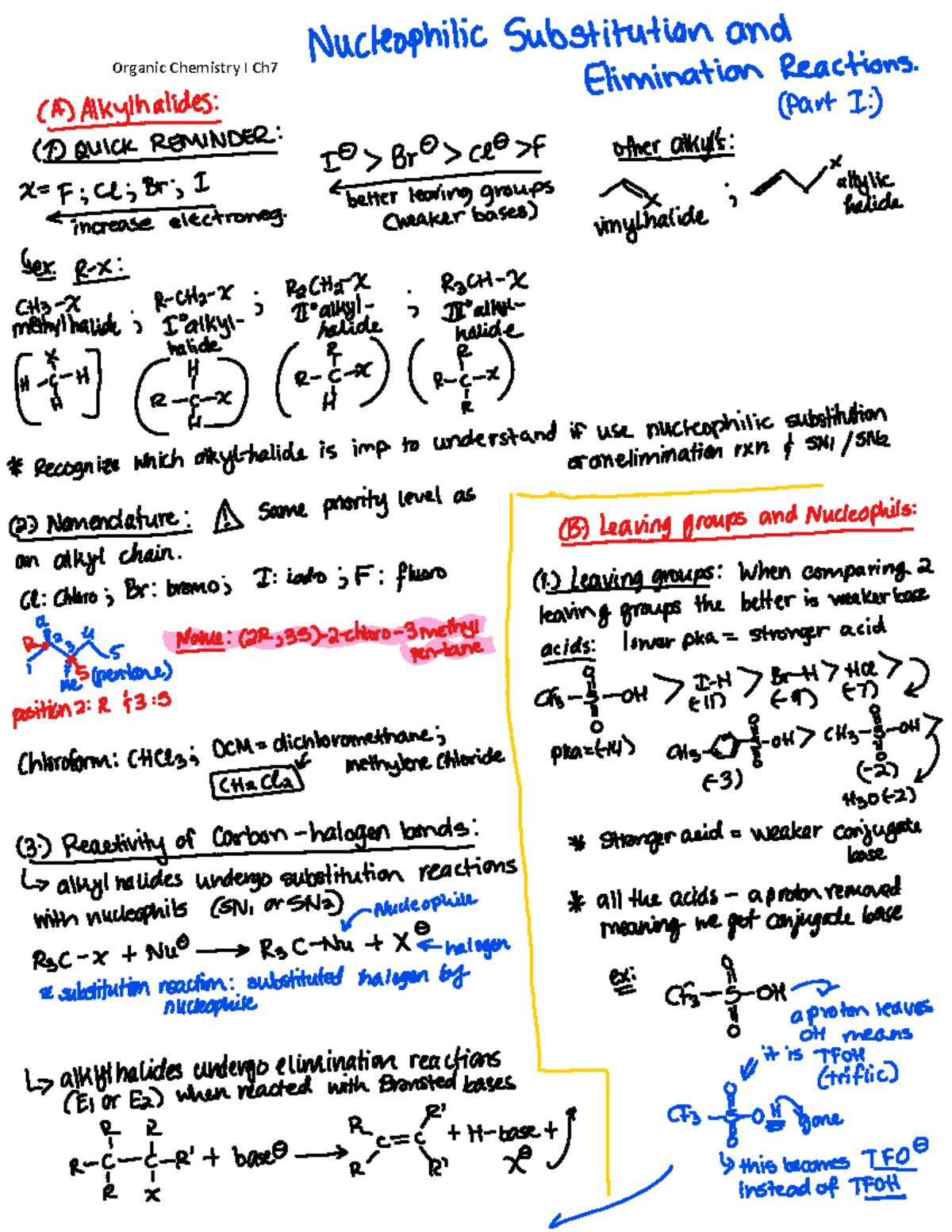 Ch7 notes - Nucteophilic Substitution and Organic Chemistry I Ch7 ...