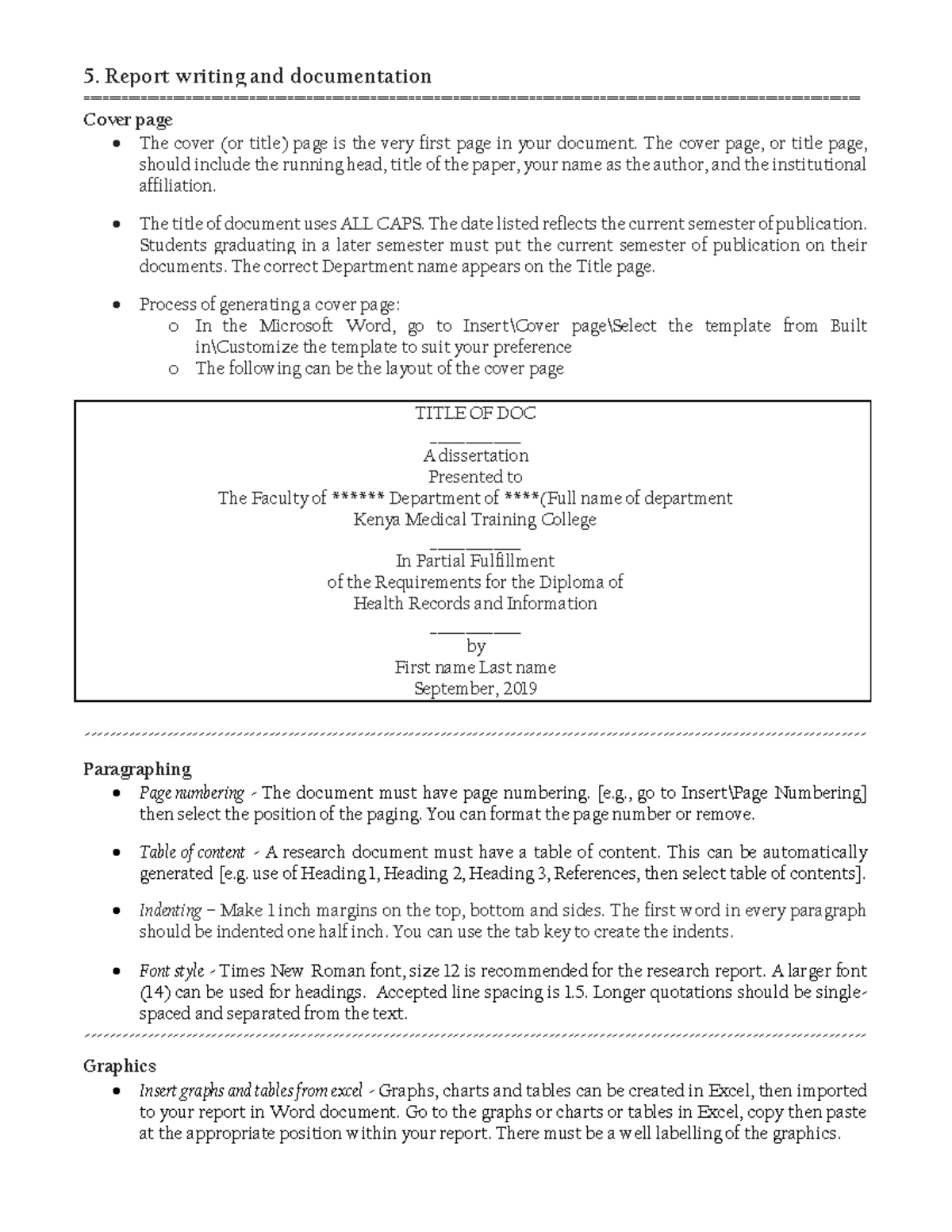 5 Report writing format - 5. Report writing and documentation - Studocu