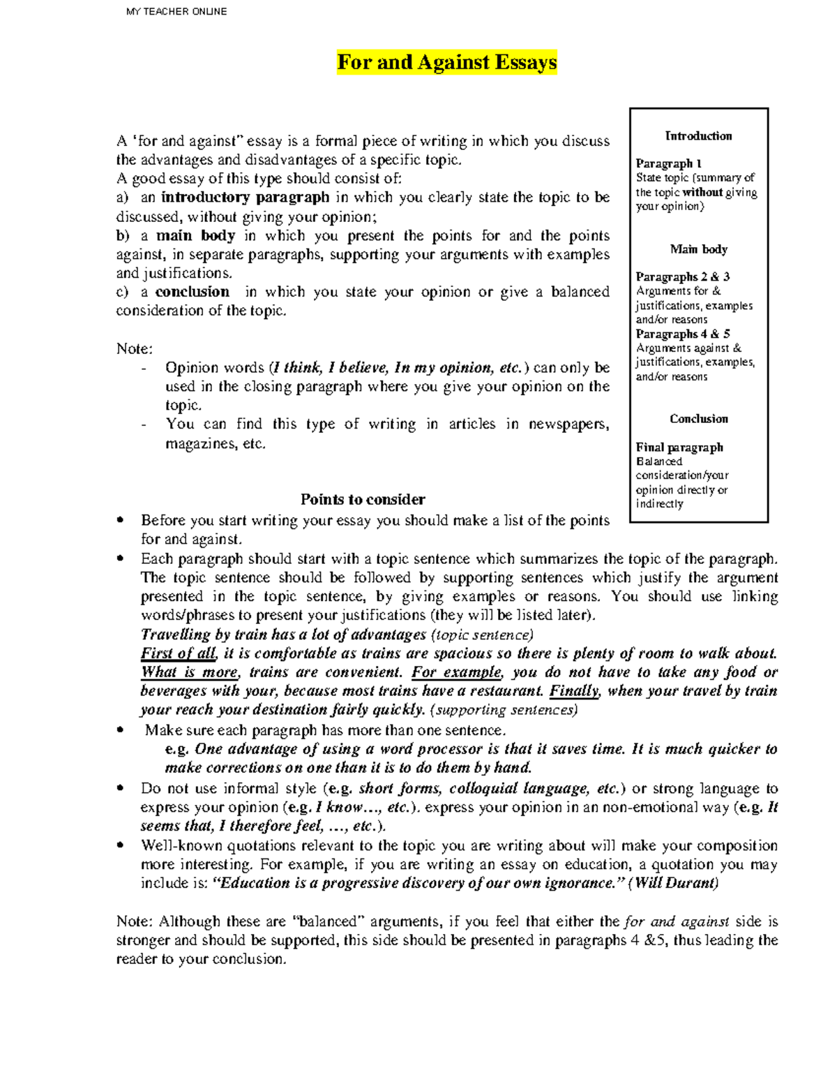 Writing samples commented and revised - Introduction Paragraph 1 State ...