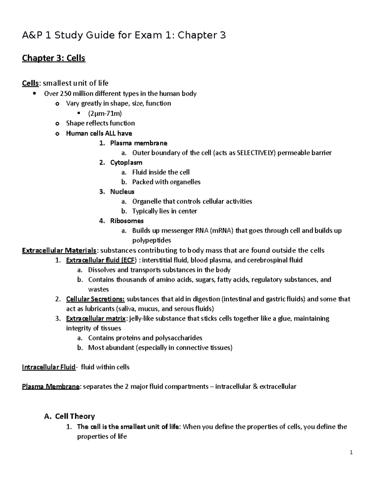 Study Guide Ch 3 (Auto Recovered) - A&P 1 Study Guide for Exam 1 ...