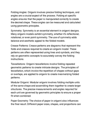 Introduction to Geometry-20 - Folding Angles: Origami involves precise ...