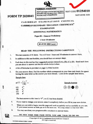 CSEC Additional Mathematics-12-13 - CXC 37/G/SYLL 10 8 f LIST 鈀 OF ...