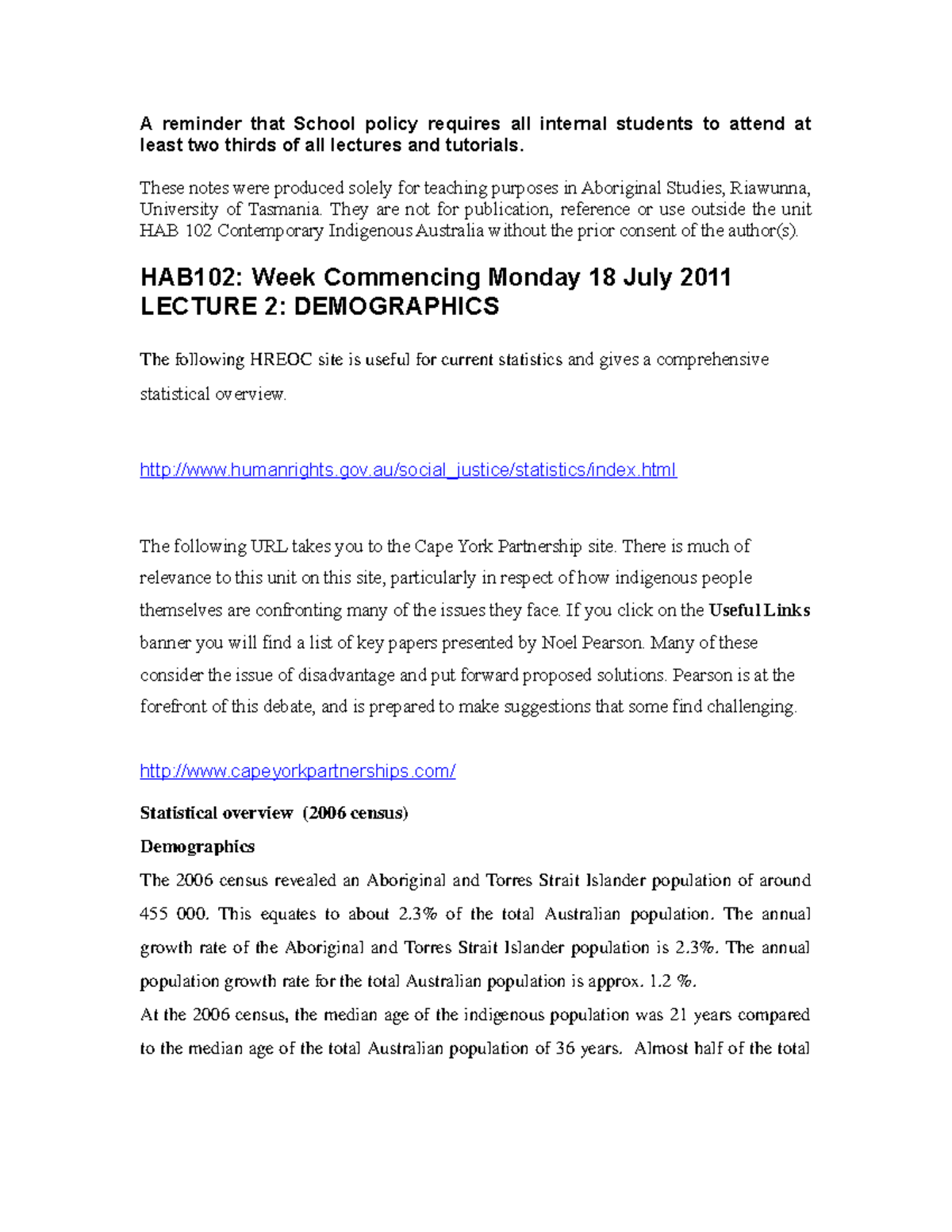 Lecture notes, lecture 2 - lecture notes prepared by lecturer Carol ...