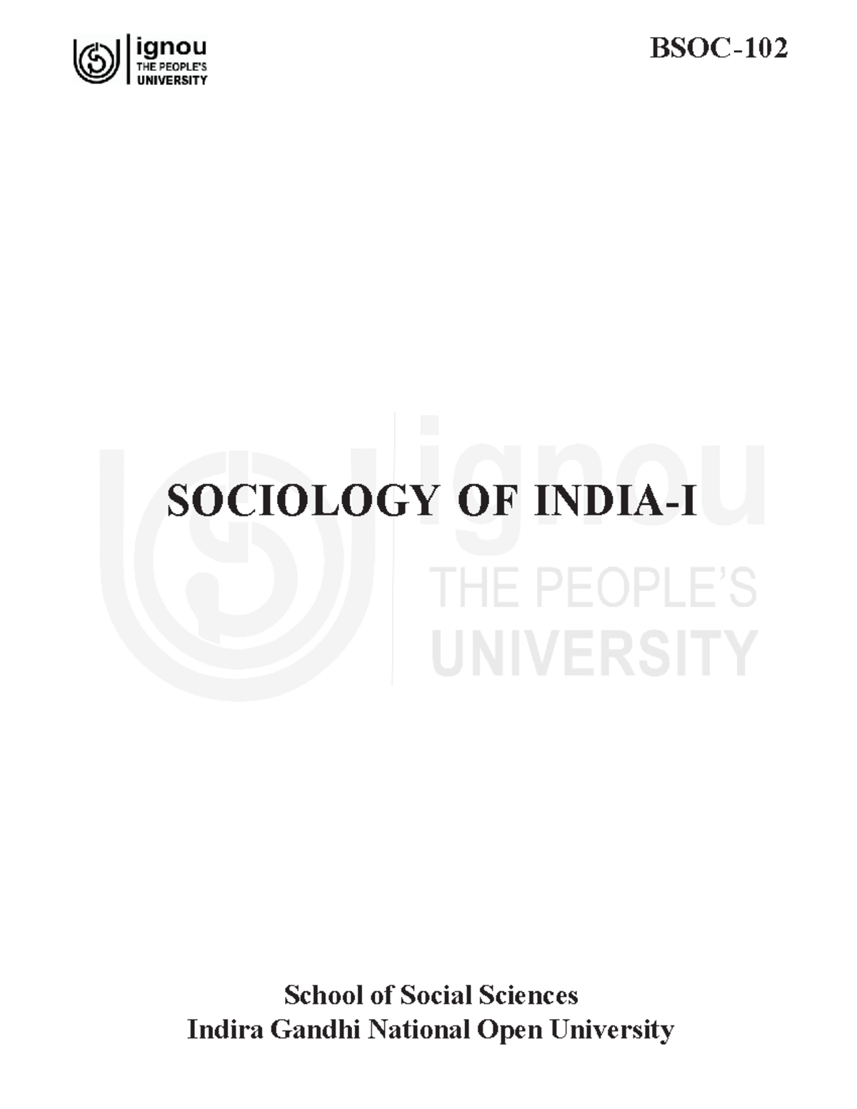 Block 1 - IGNOU Materials Sociology - BSOC- School of Social Sciences ...
