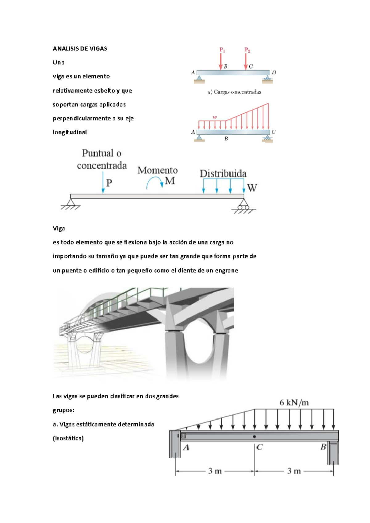 CAP 6 - ESTATICA - ANALISIS DE VIGAS Una viga es un elemento ...