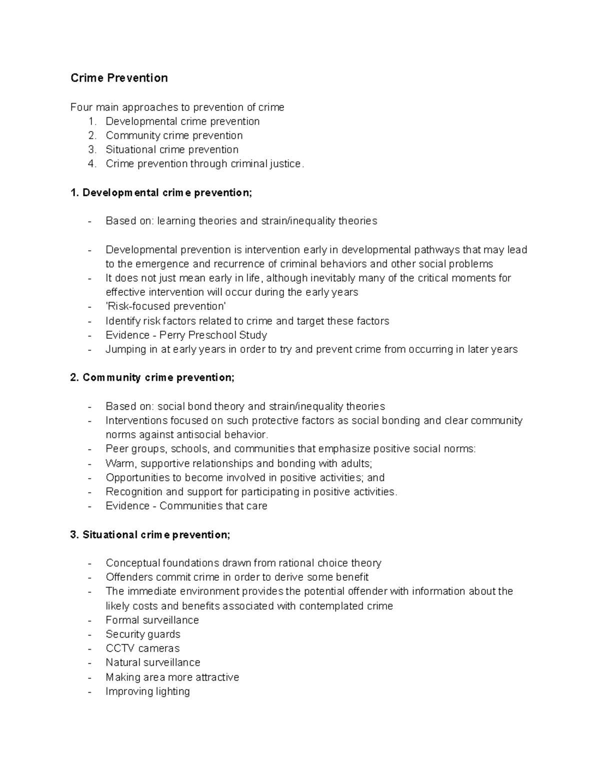 Crime Prevention - Crime Prevention Four main approaches to prevention ...