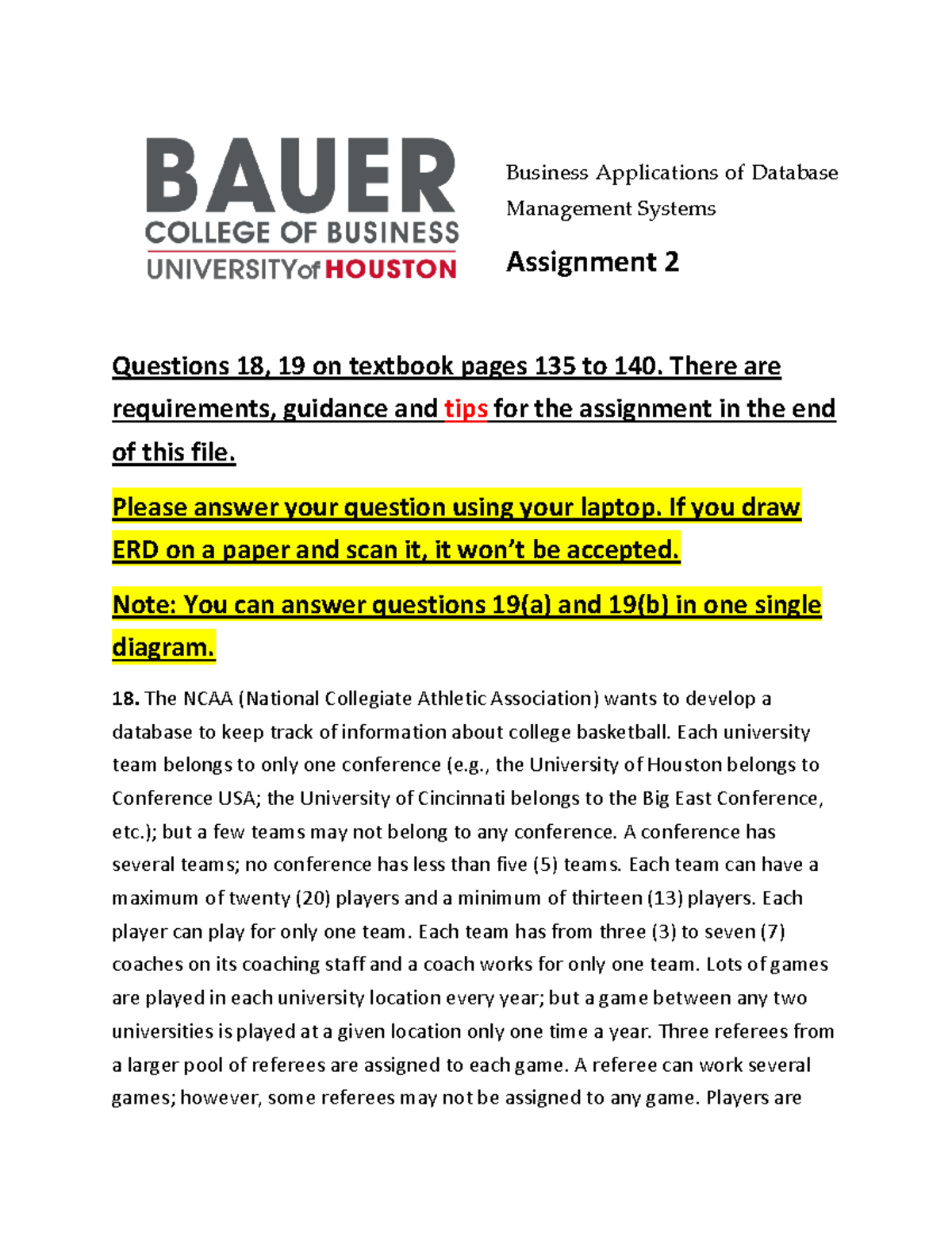 Assignment 2 instruction 2022 final - Business Applications of Database ...