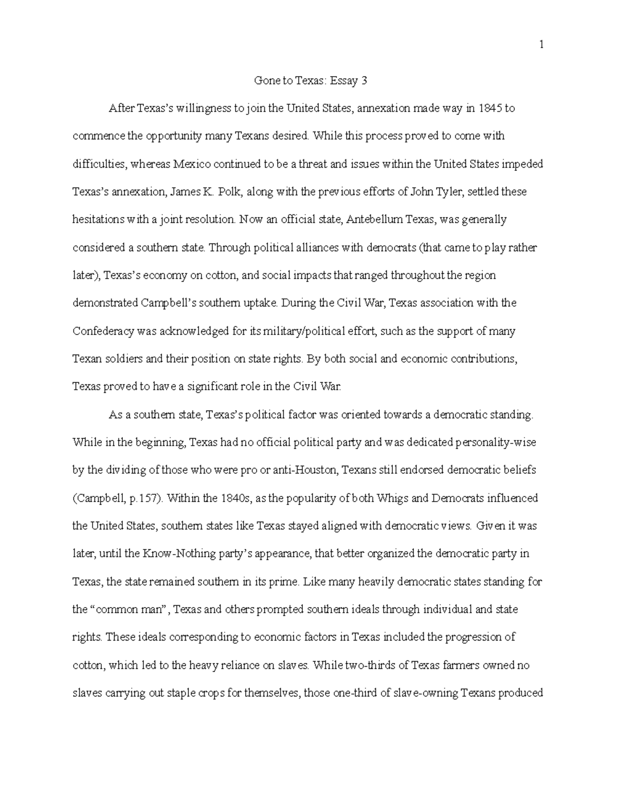 Annexation and the Civil War - Gone to Texas: Essay 3 After Texas’s ...