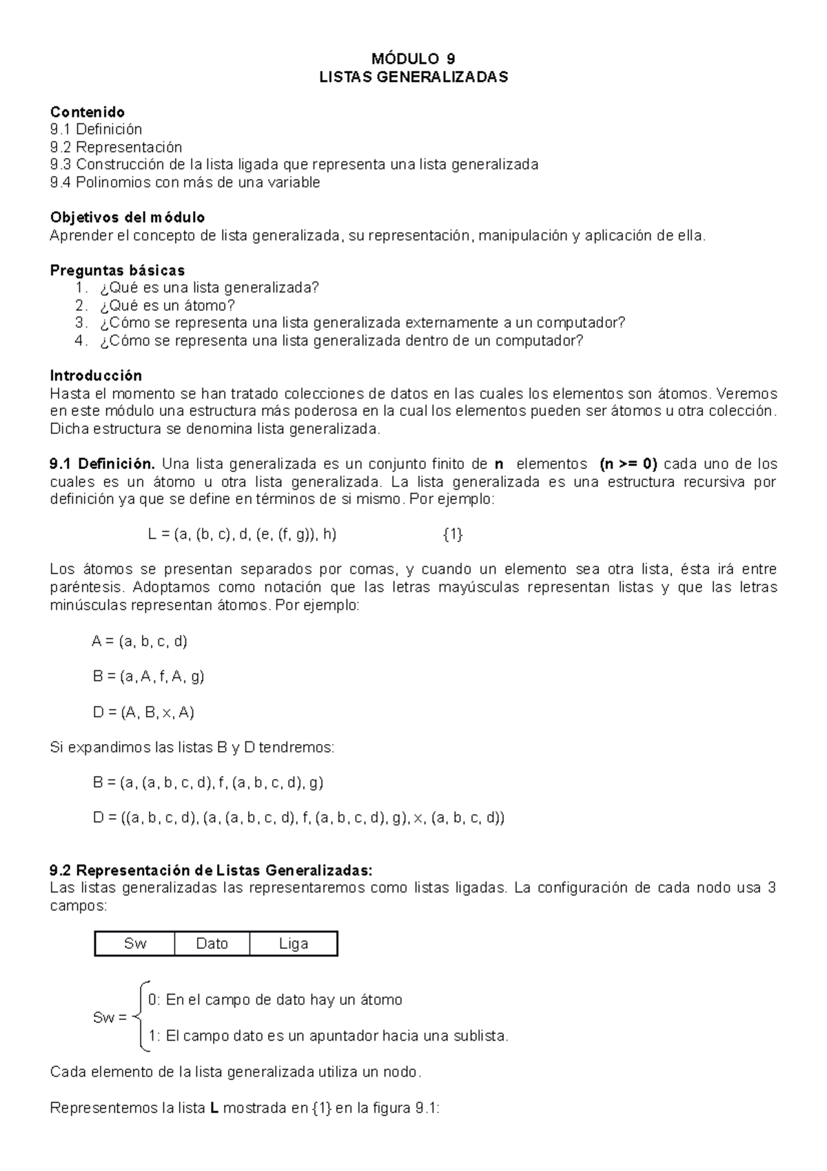 Capitulo 3Modulo 9(listas Generalizadas) - MÓDULO 9 LISTAS ...