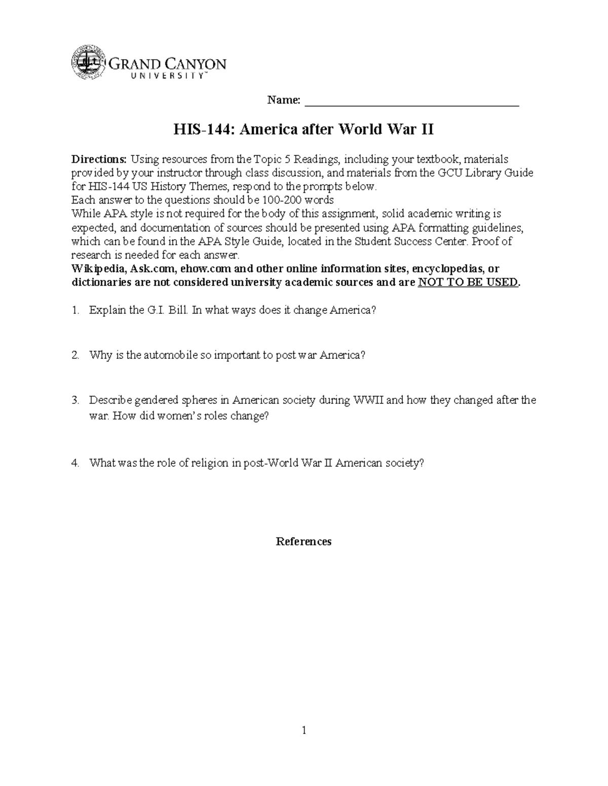 HIS-144-RS-America after WWII Worksheet - Name ...