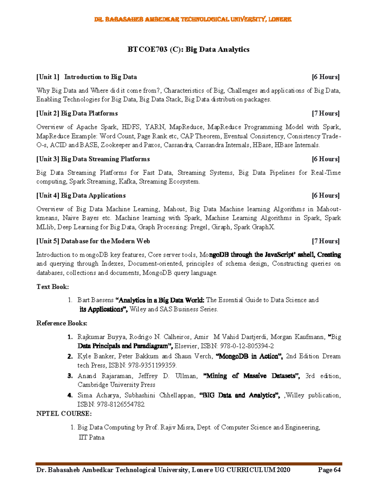Big Data Analytics - sadfdf - Dr. Babasaheb Ambedkar Technological ...