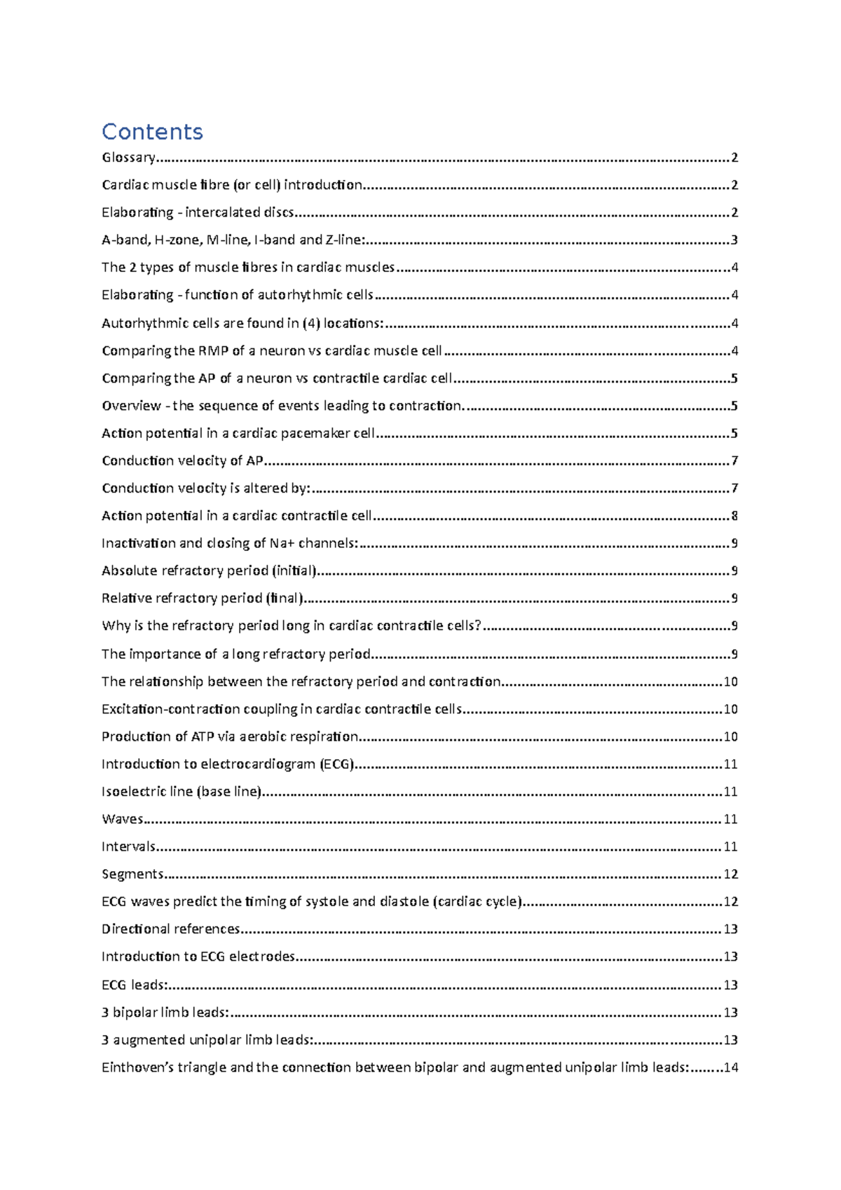 Week 3 lecture on cardiac muscle and electrocardiogram - Contents - Studocu