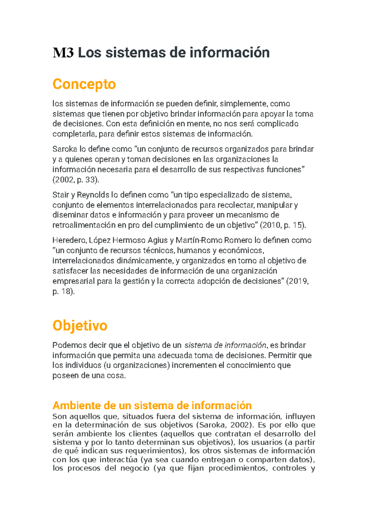 M3 Los sistemas de información Resumen - M3 Los sistemas de información Concepto los sistemas de ...