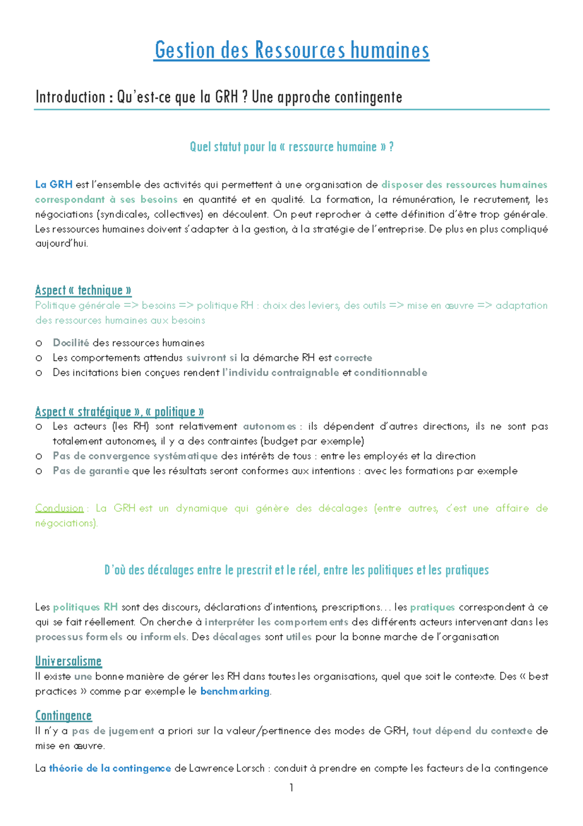 Gestion des Ressources humaines - Gestion des Ressources humaines ...