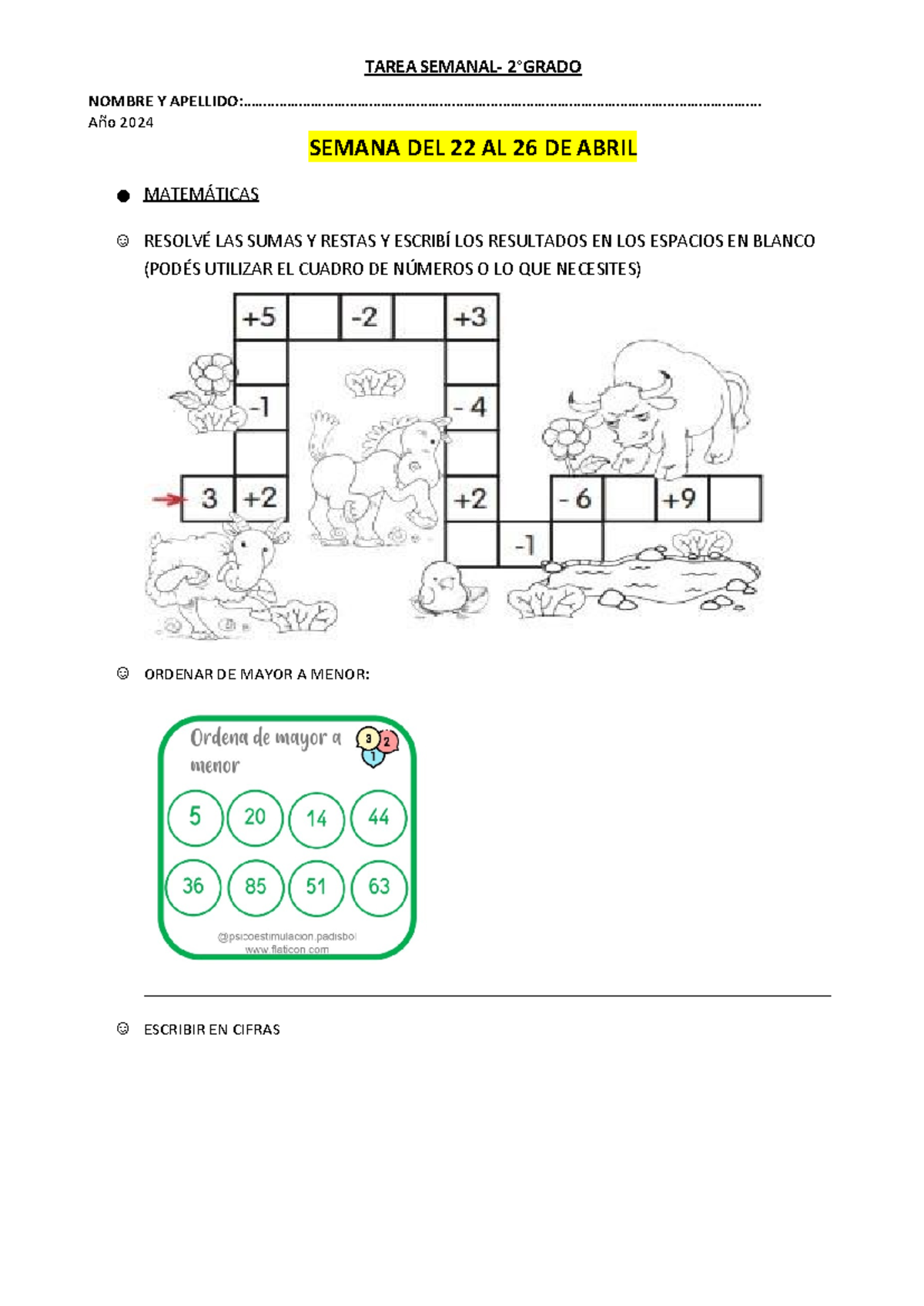 Tarea Semanal 22 AL 26 DE Abril - TAREA SEMANAL- 2°GRADO NOMBRE Y - Studocu