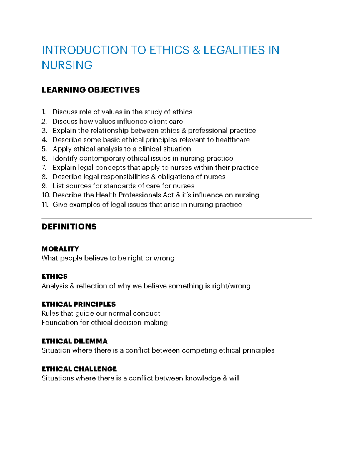 Ethics & Interprofessional Collaboration - INTRODUCTION TO ETHICS ...