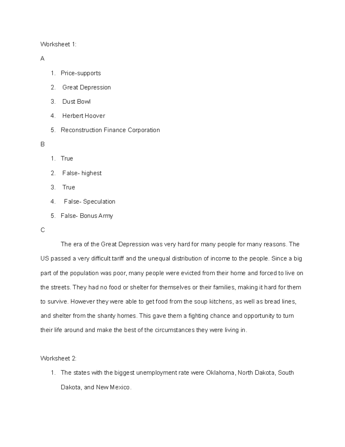 The great depression - These are my notes. My notes are based of off my ...
